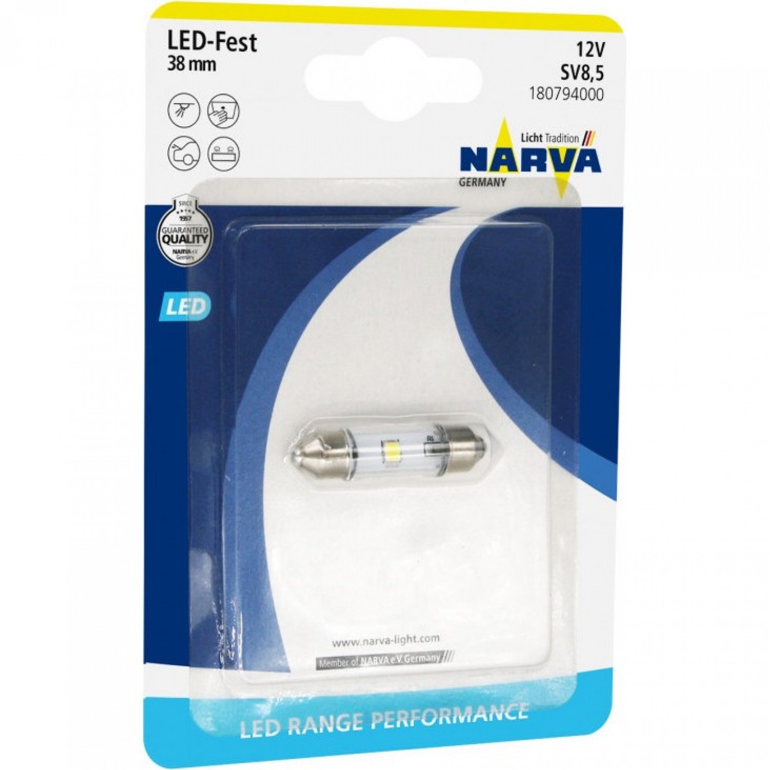 NARVA FESTOON LAMPS LED 38mm 12V 0.6W SV8.5 B1 81191083. Купить Лампы ...